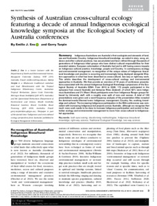Synthesis of Australian cross-cultural ecology featuring a decade of ...